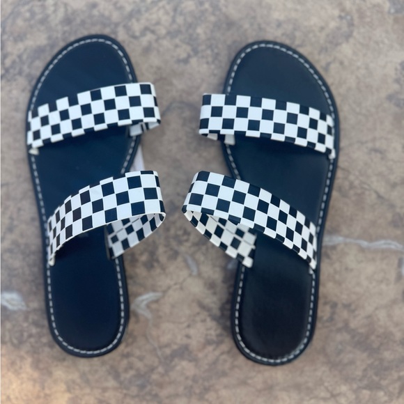 Shoes | Checkered Black And White Sandals | Poshmark